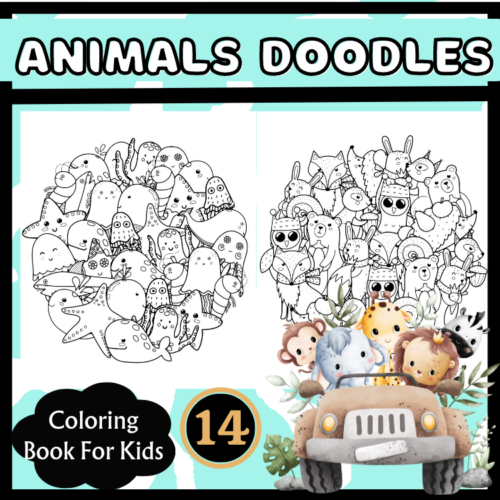 Animals Doodles Coloring Pages- Zoo, Ocean, Jungle & More Animals ...