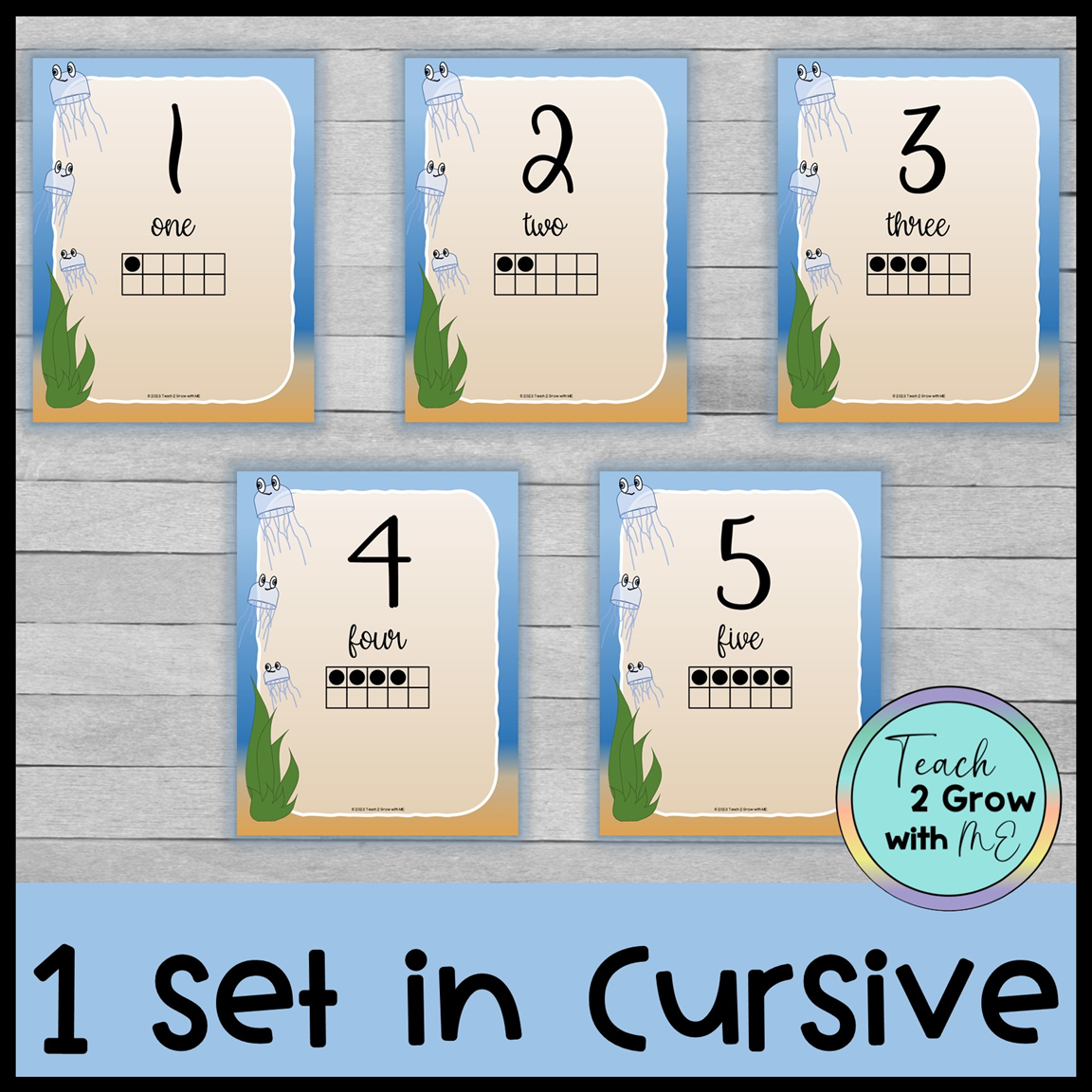 Number Posters 0-30, 40-100 by 10s Under the Sea Ocean Classroom Decor ...