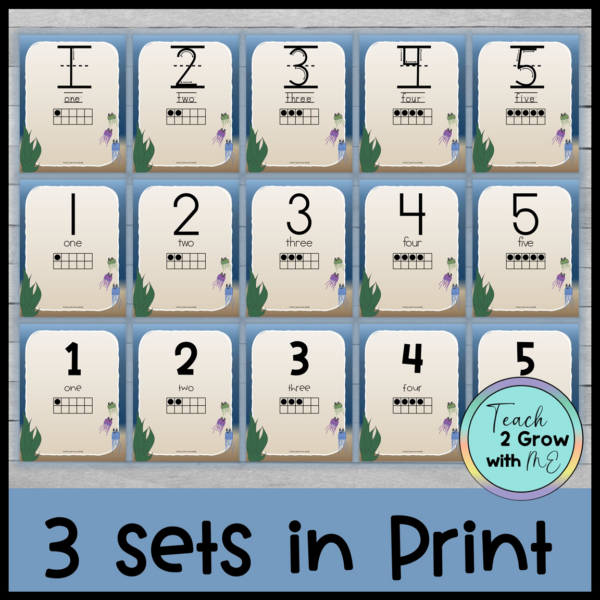 Number Posters 0-30, 40-100 by 10s Under the Sea Ocean Classroom Decor ...