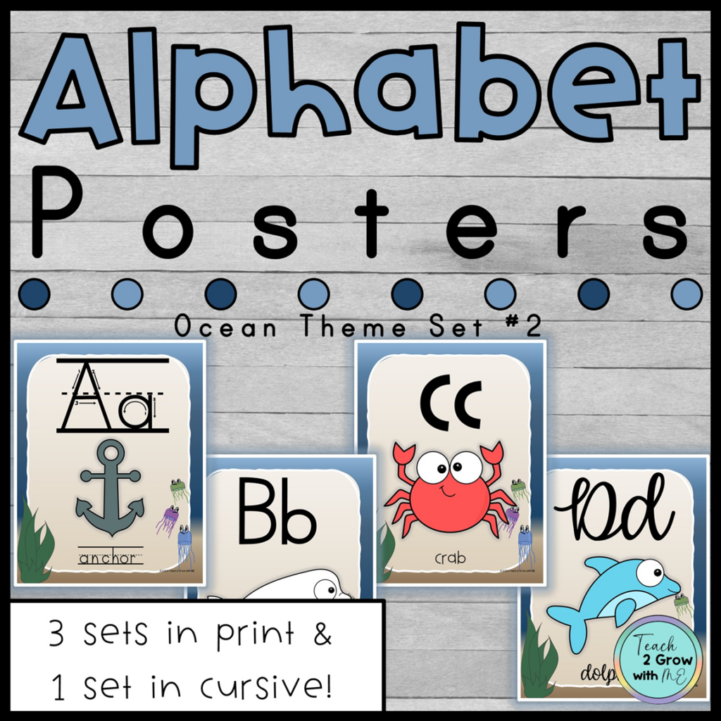Alphabet Posters Under the Sea Ocean Classroom Decor Set 2 | Made By ...
