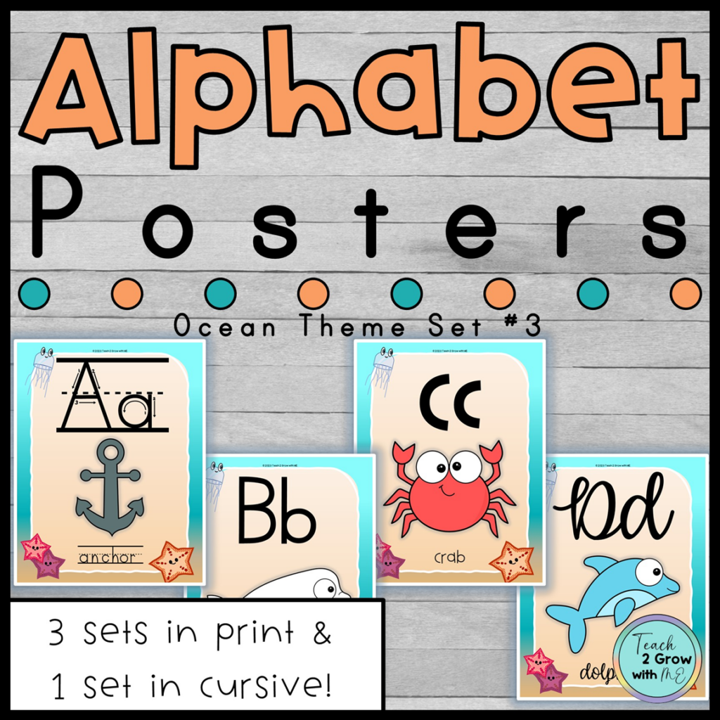 Alphabet Posters Under the Sea Ocean Classroom Decor Set 3 | Made By ...