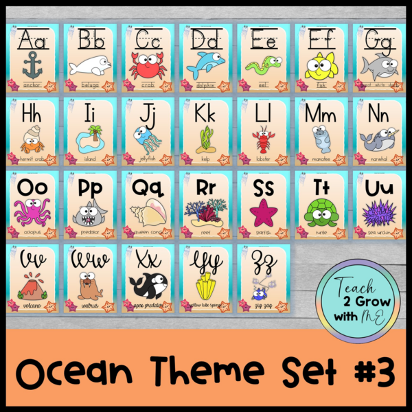 Alphabet Posters Under the Sea Ocean Classroom Decor Set 3 | Made By ...