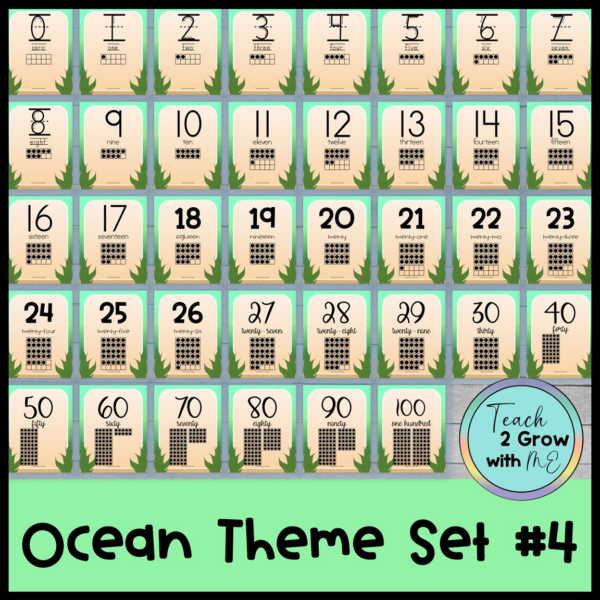 Number Posters 0-30, 40-100 by 10s Under the Sea Ocean Classroom Decor ...