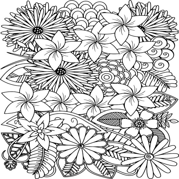 Zentangle Flowers Coloring Book with: Flowers, Trees, Succulents | Made ...