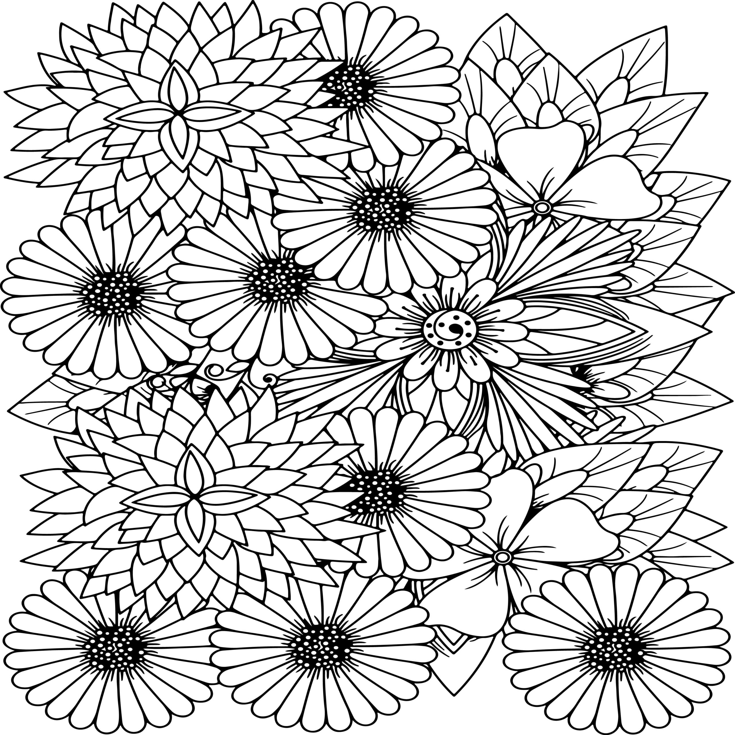 Zentangle Flowers Coloring Book with: Flowers, Trees, Succulents | Made ...
