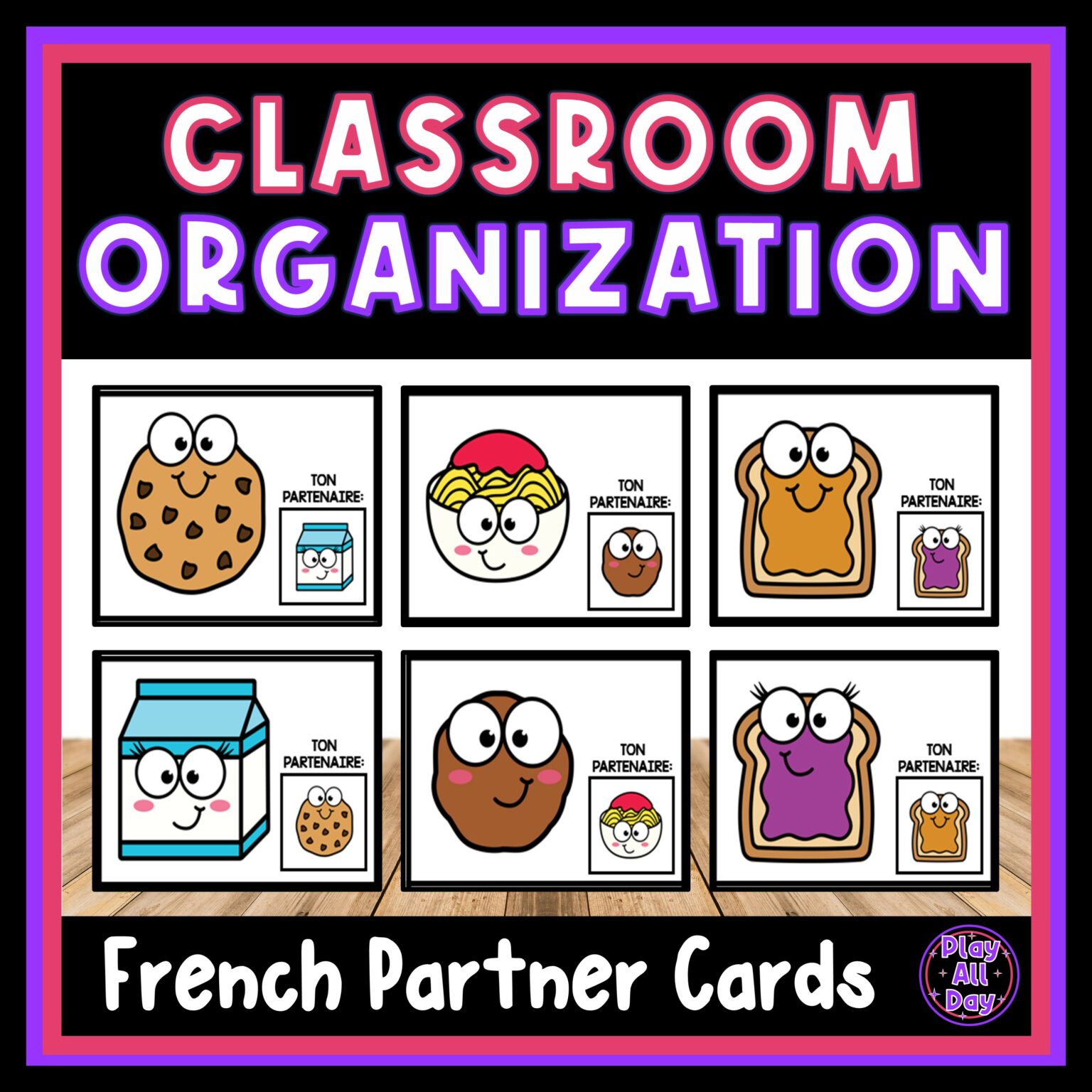 French Partner Cards for Partner Work | Food Pairs for Picking Partners ...