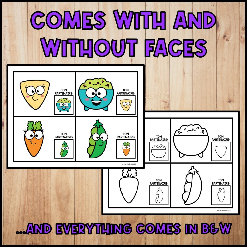 French Partner Cards for Partner Work | Food Pairs for Picking Partners ...