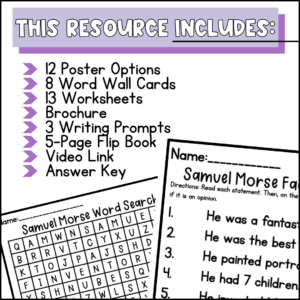 Samuel Morse Biography Activities, Worksheets, Report, and Flip Book ...