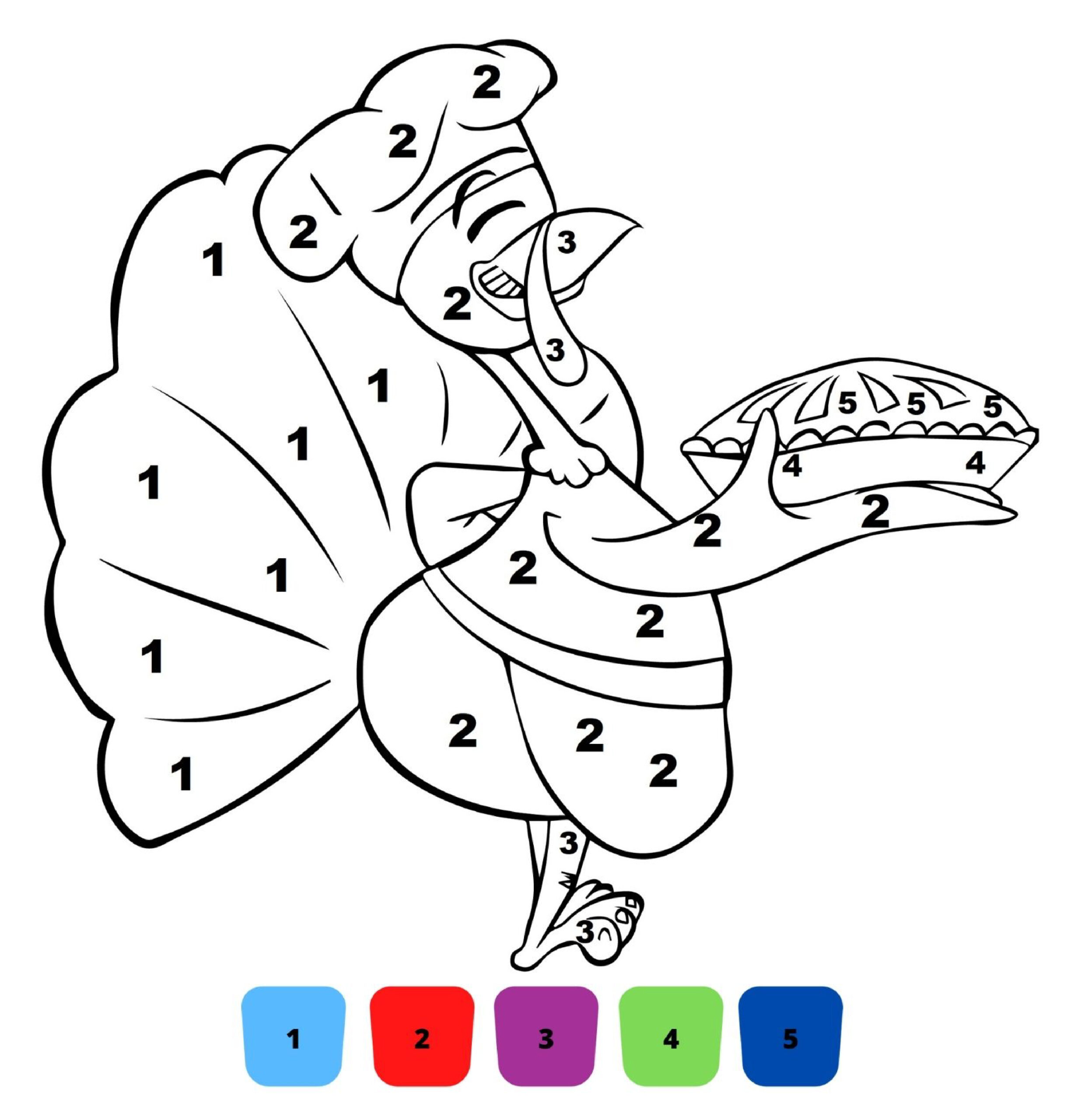 Thanksgiving Color by Number Coloring Book For Kids:Turkeys ...