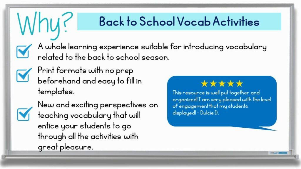 Back to School Vocabulary Activities: Word Wall, Vocab Hunt, Games ...
