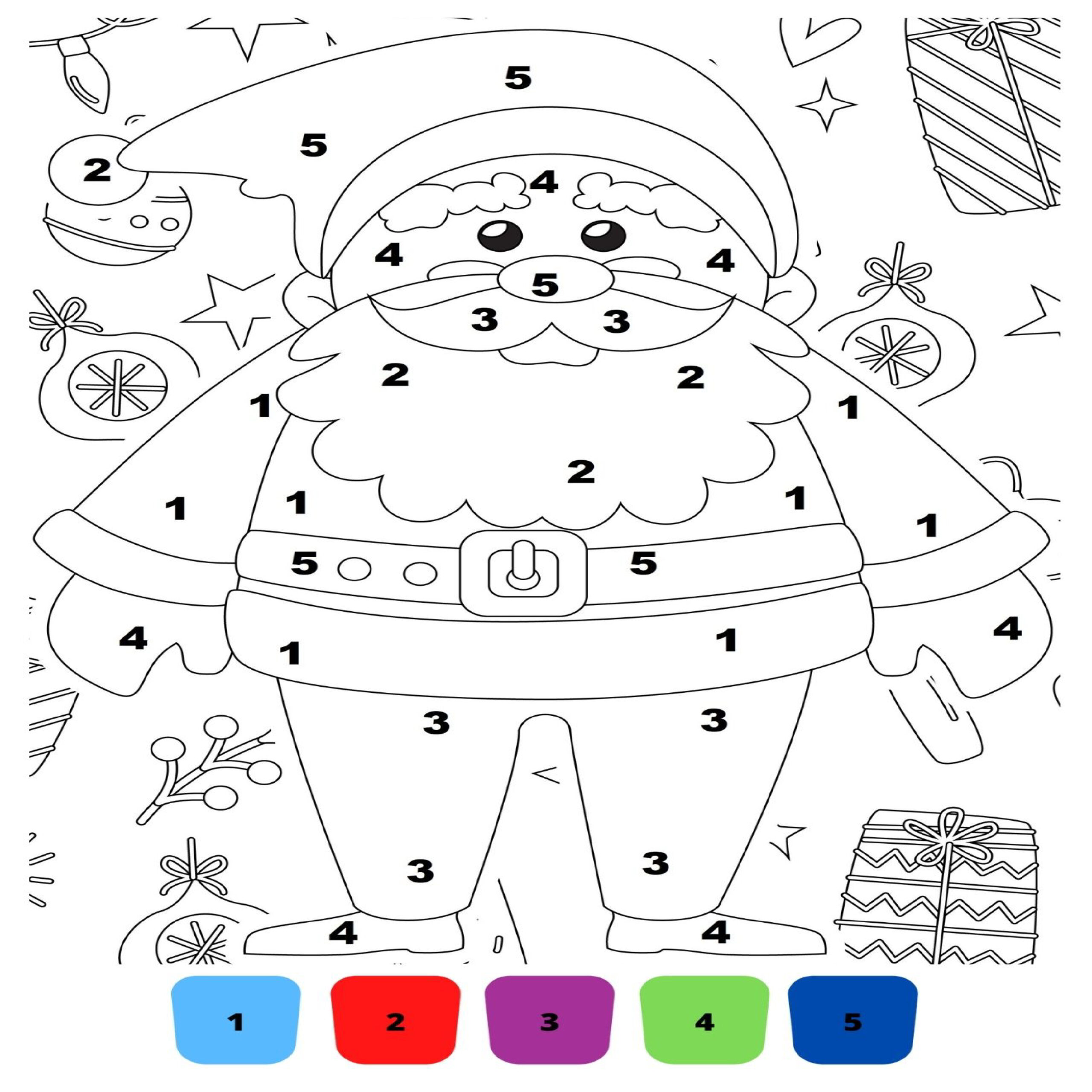 Christmas Color By Numbers of Winter Christmas Holiday Scenes | Made By ...