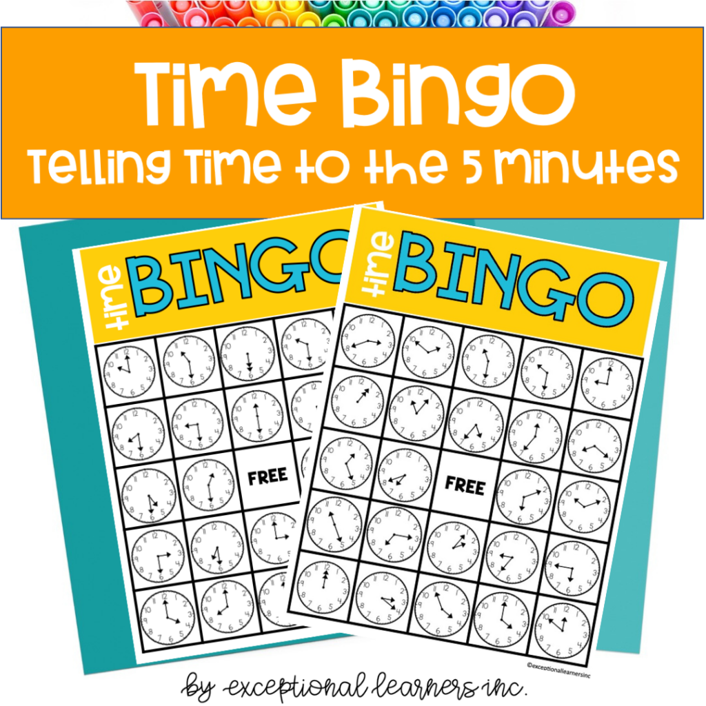 Telling Time to the 5 Minute Bingo Game and Math Center | Made By Teachers