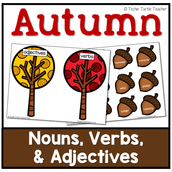 Autumn Nouns, Verbs & Adjectives: Fall Parts of Speech Grammar Center ...