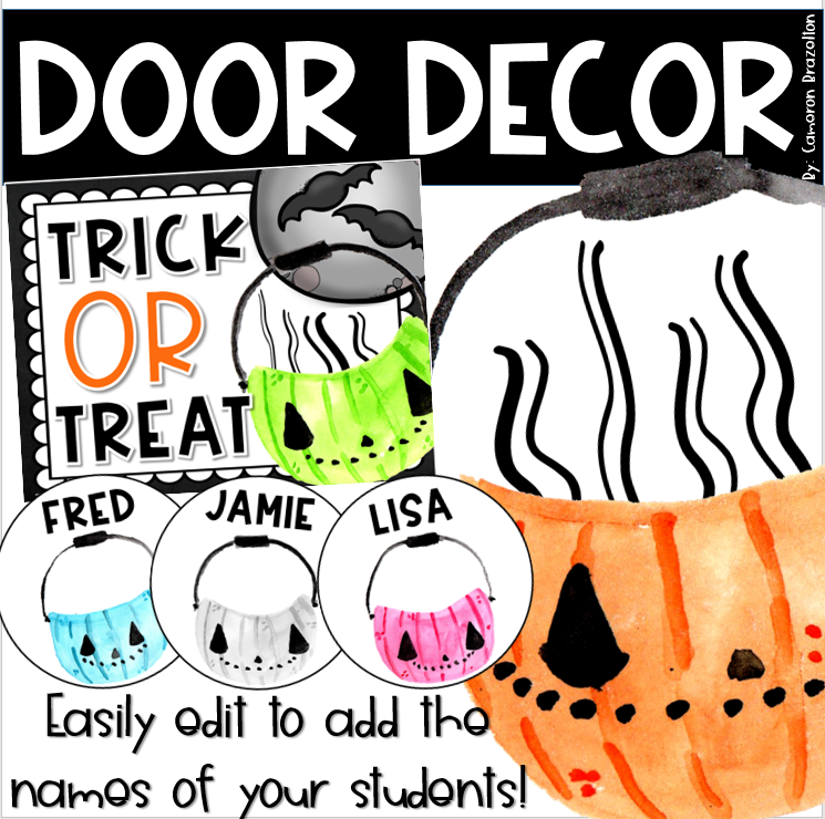 Door Display Bulletin Board Decoration Pumpkin Basket Halloween Theme ...