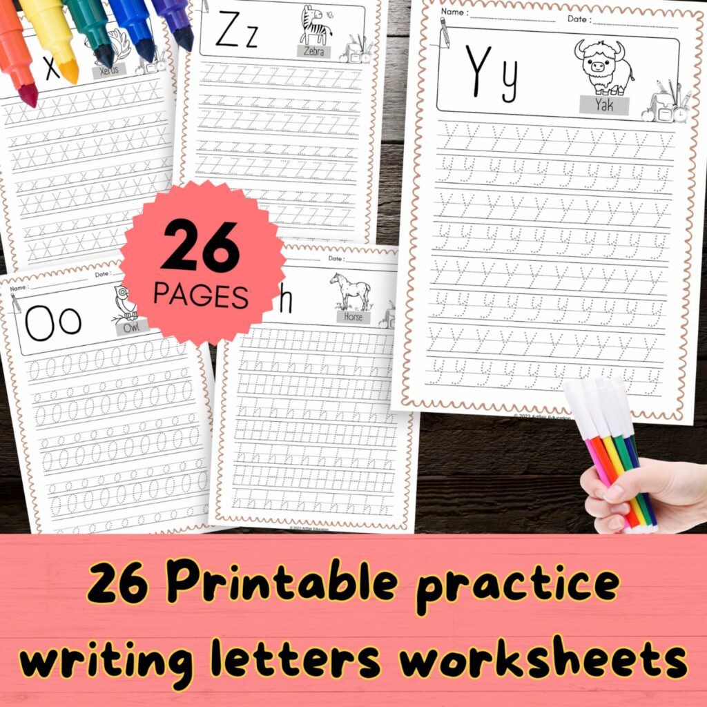 Alphabet tracing worksheets! 26 Printable practice writing letters ...