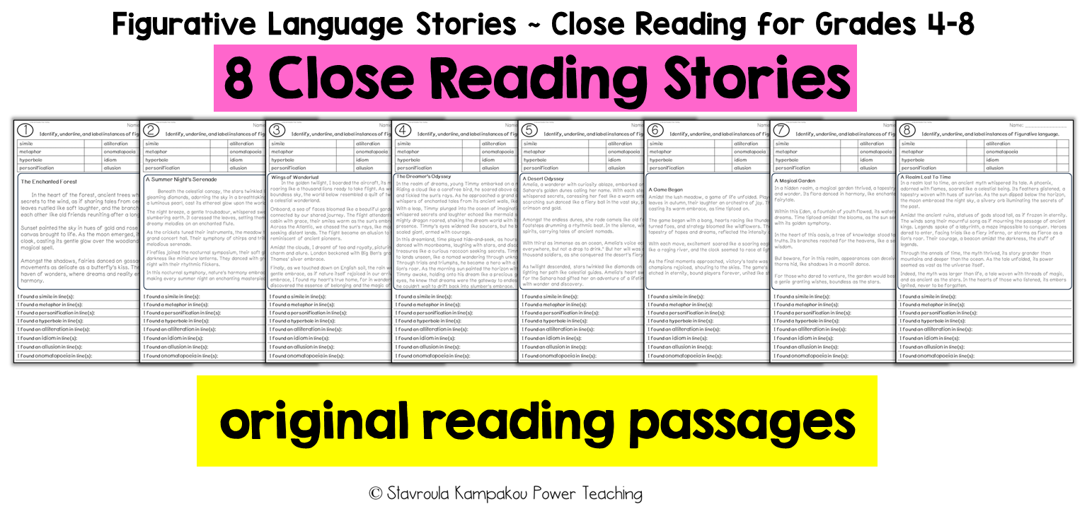Figurative Language Worksheets Posters ~ Close Reading for Grades 4-8 ...