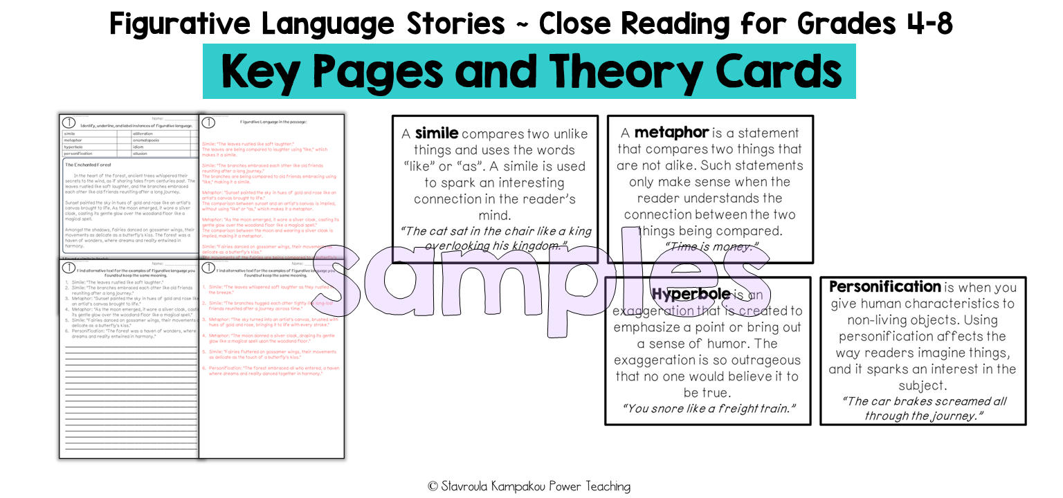 Figurative Language Worksheets Posters ~ Close Reading for Grades 4-8 ...