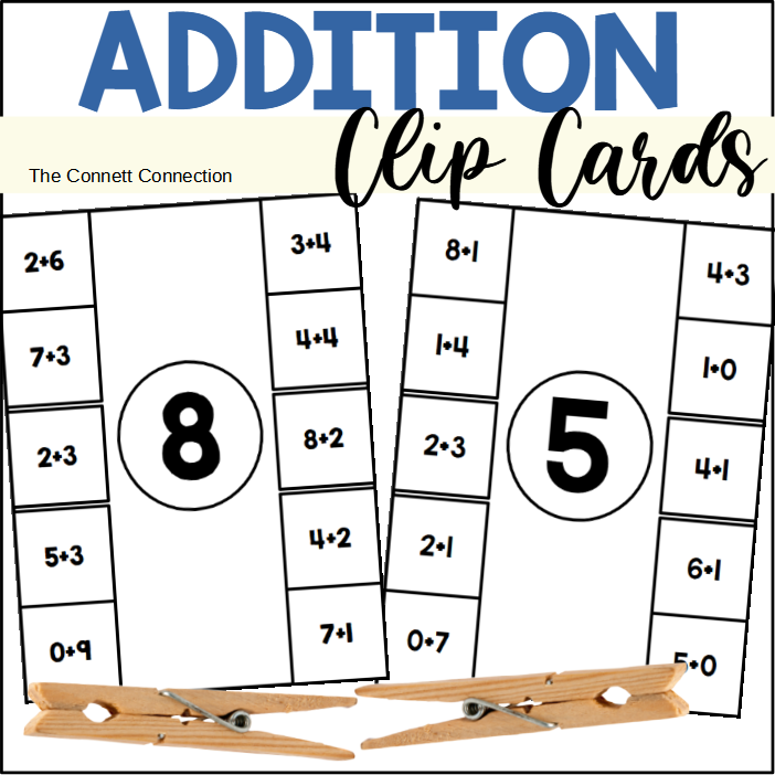 Addition Self Checking Clip Cards | Made By Teachers