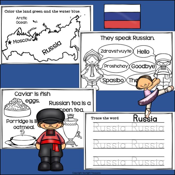 Russia Mini Book for Early Readers - A Country Study - Made By Teachers