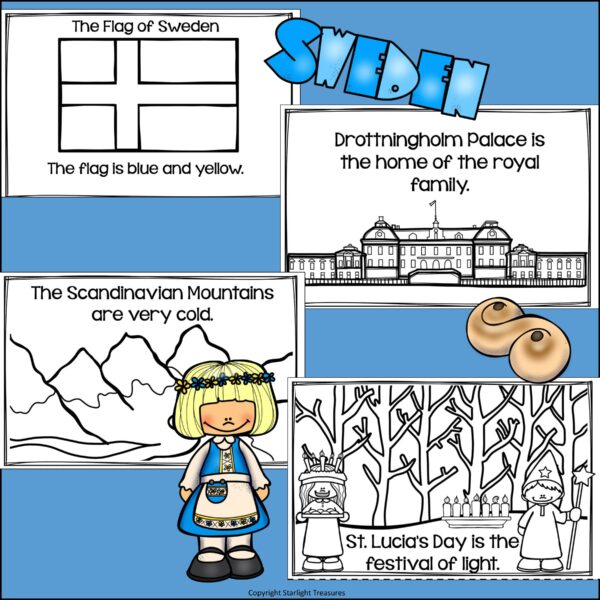 Sweden Mini Book for Early Readers - A Country Study - Made By Teachers