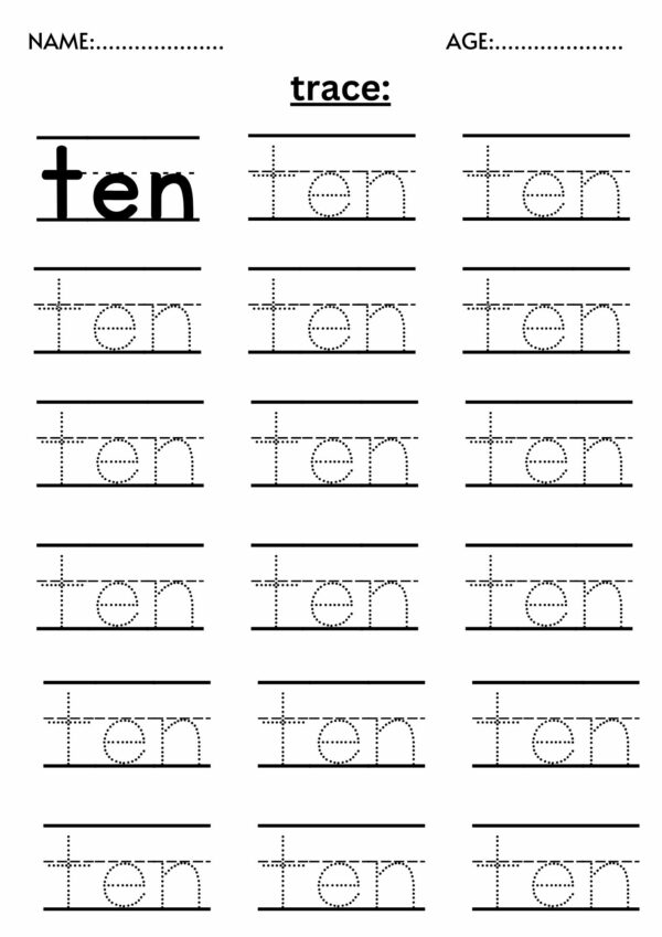 10- 20 Numbers l trace, color & count numbers Preschool worksheets ...