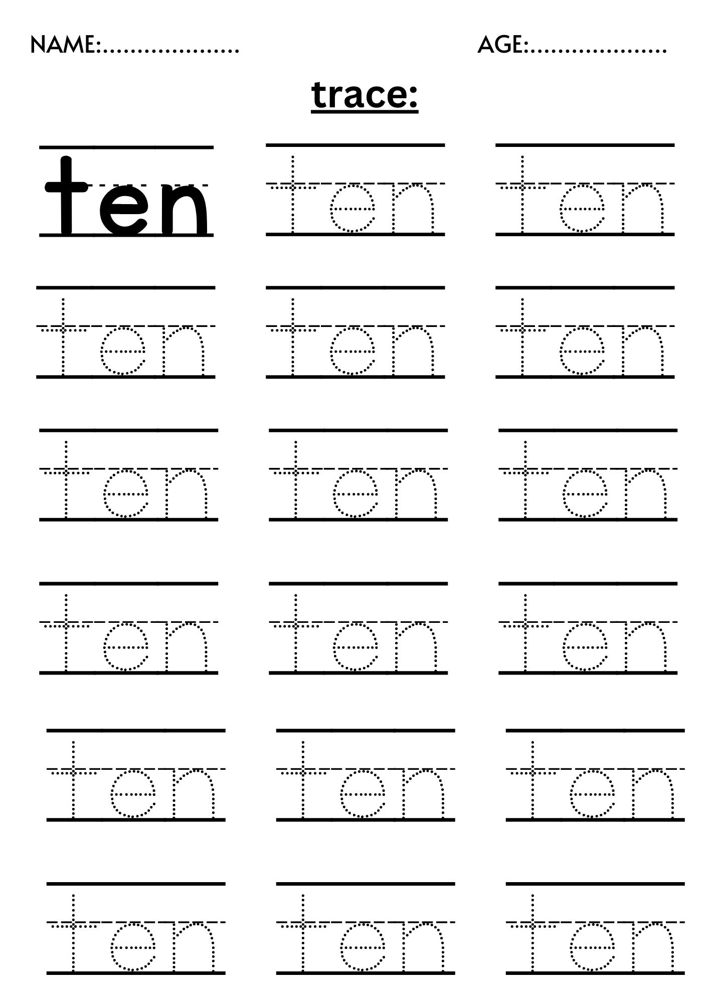10- 20 Numbers l trace, color & count numbers Preschool worksheets ...