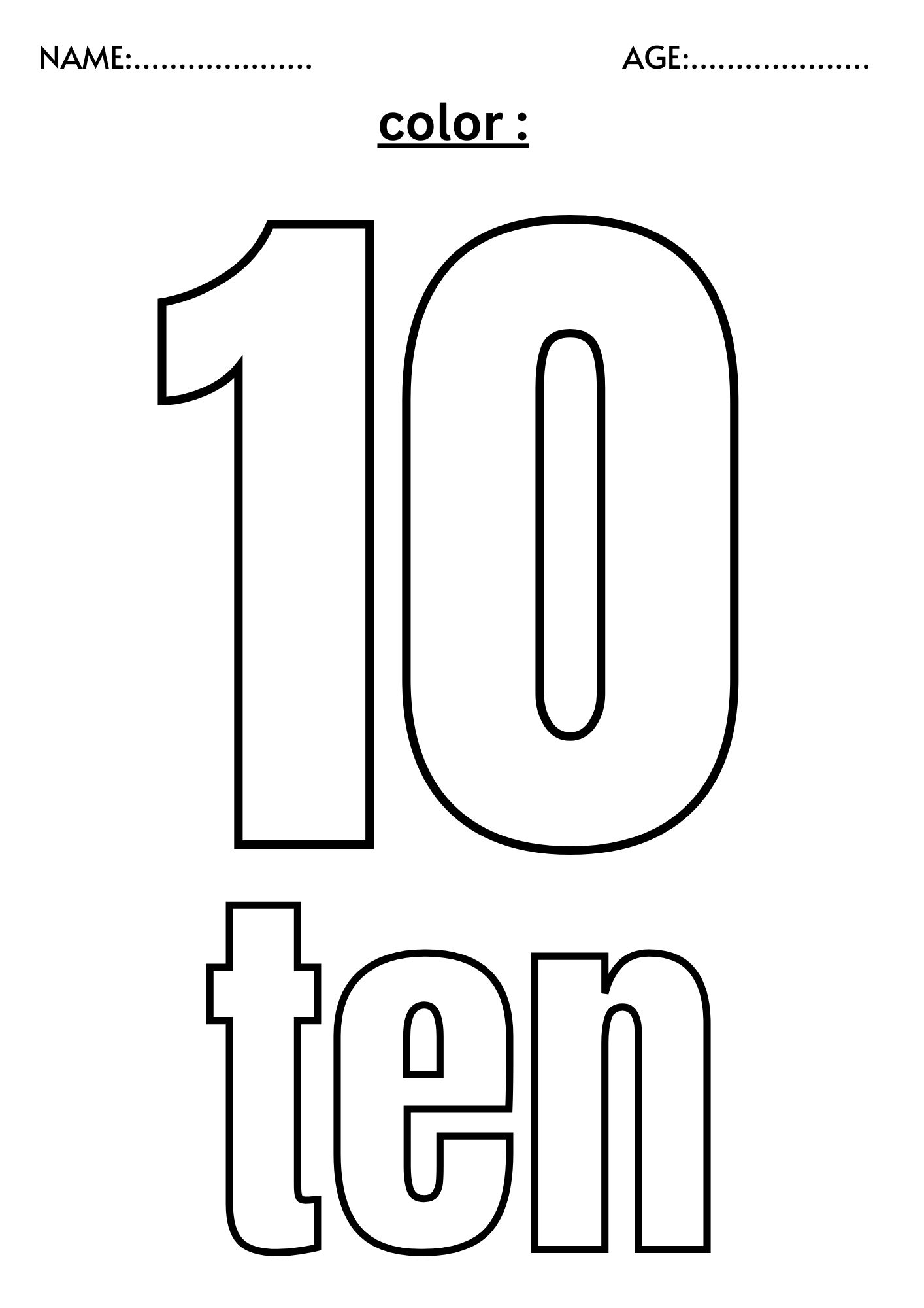 10- 20 Numbers l trace, color & count numbers Preschool worksheets ...