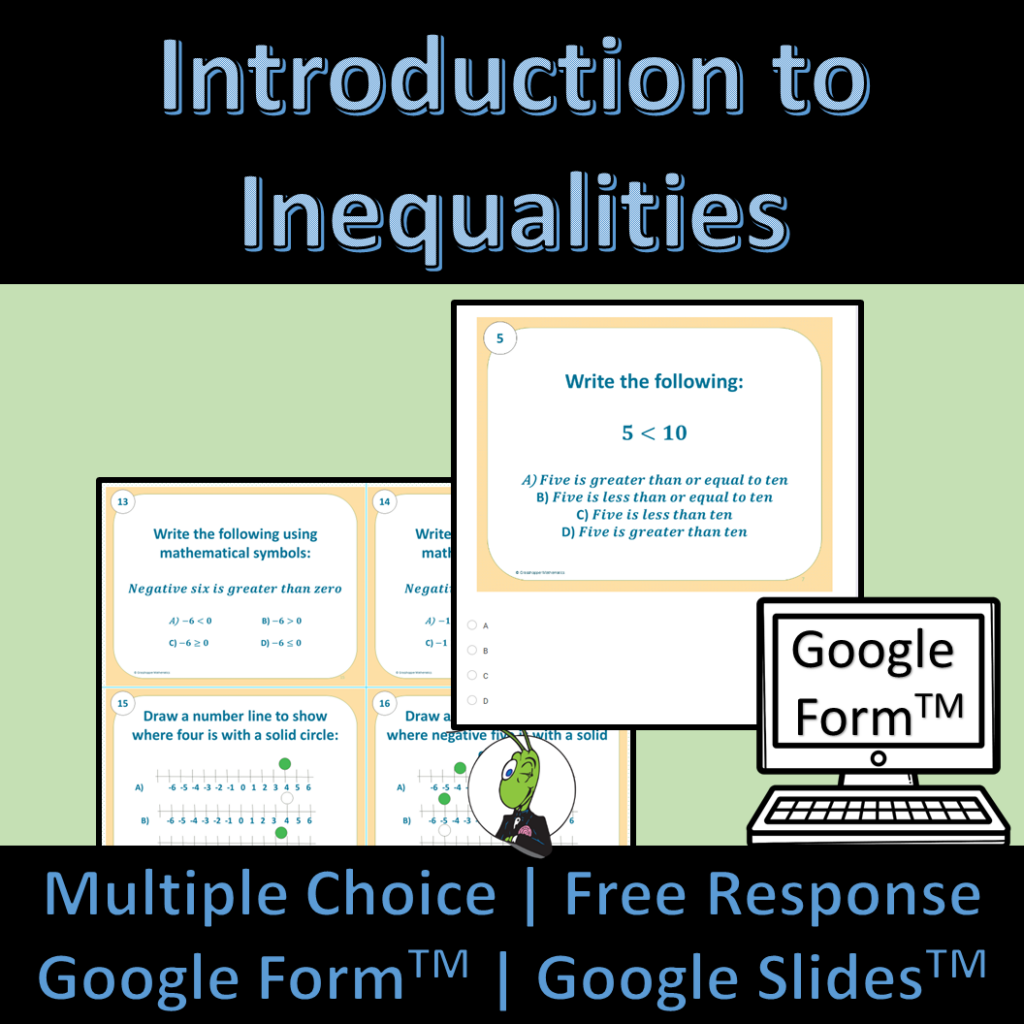 Writing and Graphing Inequalities Algebra 1 Task Cards Google Form and ...