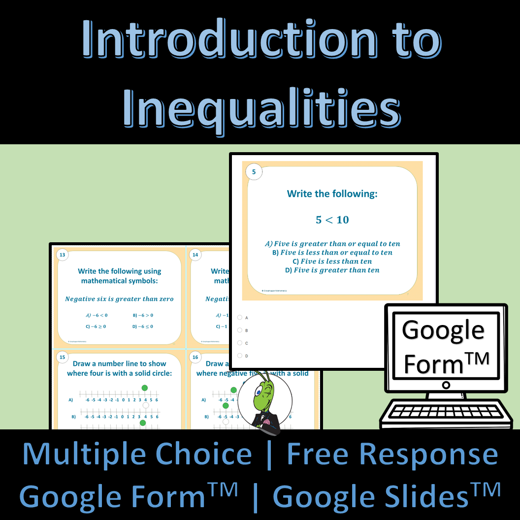 Writing and Graphing Inequalities Algebra 1 Task Cards Google Form and ...