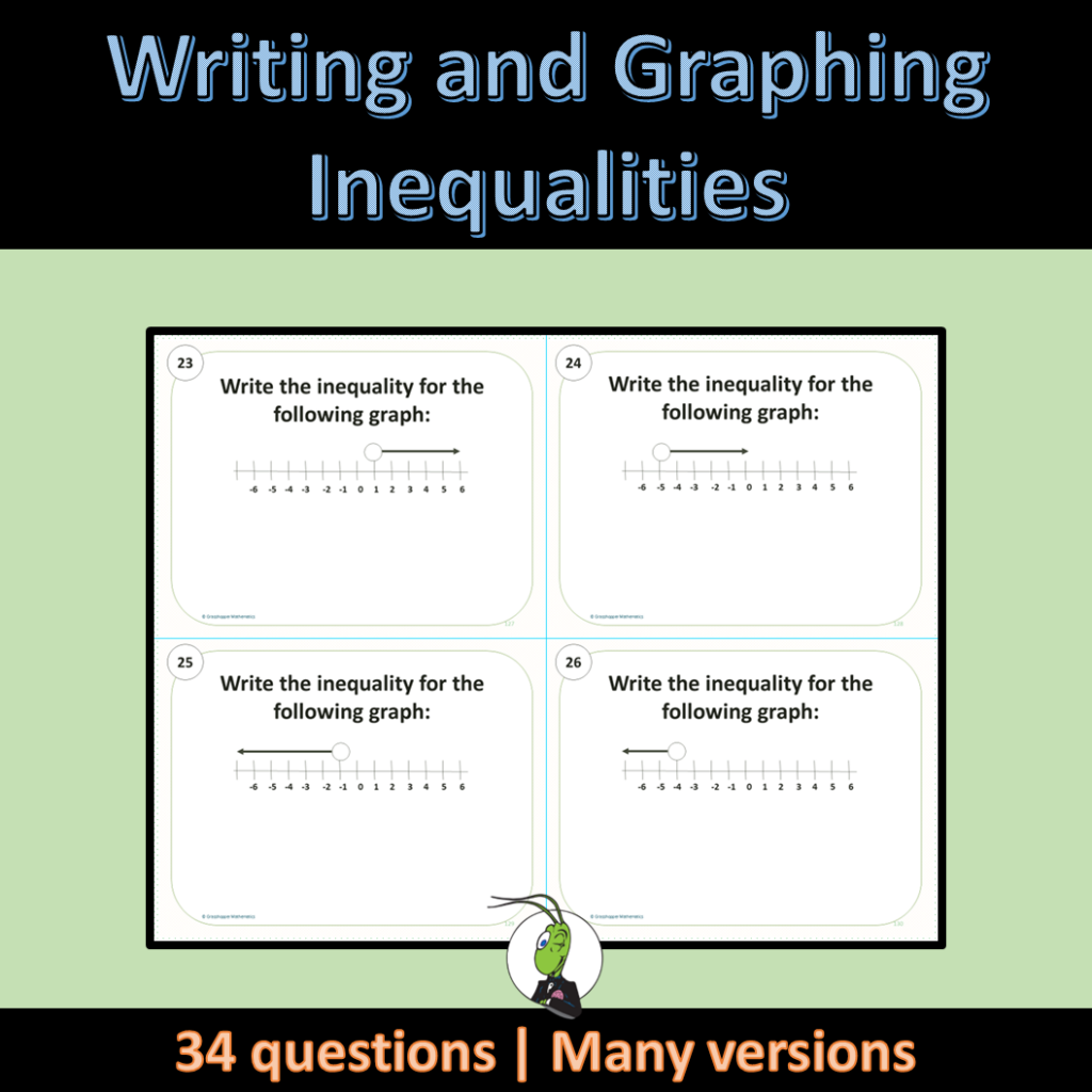 Writing and Graphing Inequalities Algebra 1 Task Cards Google Form and ...
