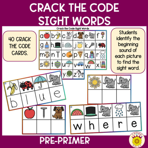 Crack the Sight Word Code Pre-Primer Cards and Worksheets - Made By ...