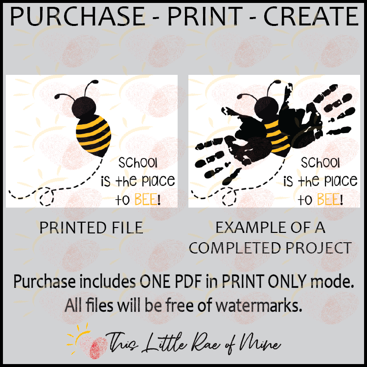 School is the place to BEE - Back to School - first day - handprint Art ...