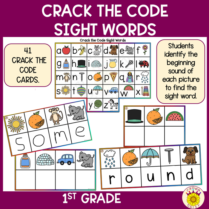 Crack the Sight Word Code First Grade Cards and Worksheets | Made By ...