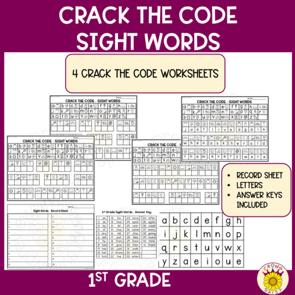 Crack the Sight Word Code First Grade Cards and Worksheets | Made By ...
