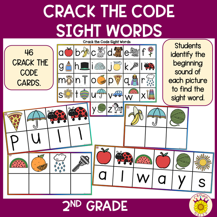 Crack the Sight Word Code Second Grade Cards and Worksheets | Made By ...