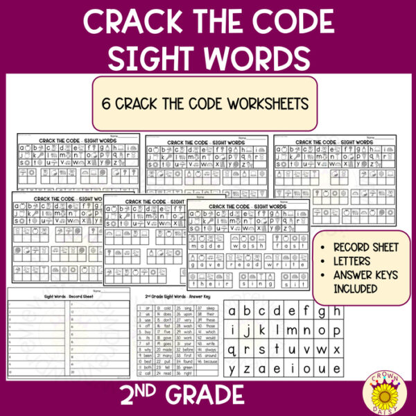 Crack the Sight Word Code Second Grade Cards and Worksheets | Made By ...