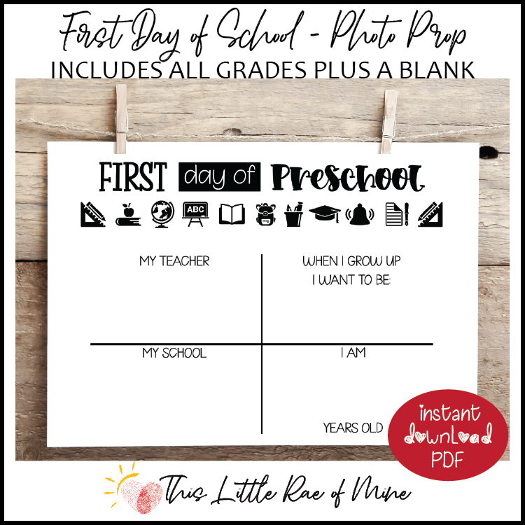 First Day of School - photo prop BUNDLE - Back to school - keepsake ...