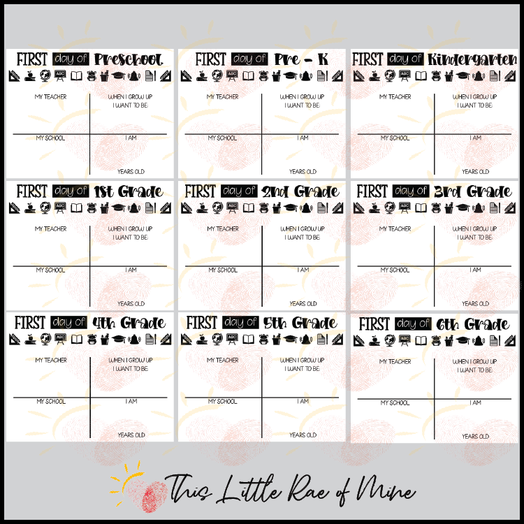 First Day of School - photo prop BUNDLE - Back to school - keepsake ...