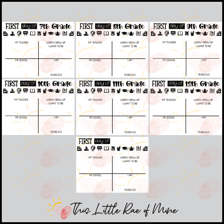 First Day of School - photo prop BUNDLE - Back to school - keepsake ...