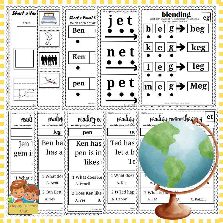 Short e Vowel Sound CVC Worksheets Kindergarten First Grade back to ...