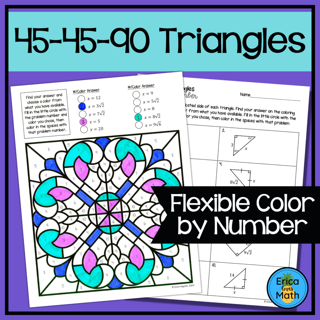 45-45-90 Special Right Triangles Color by Number Activity - Made By ...