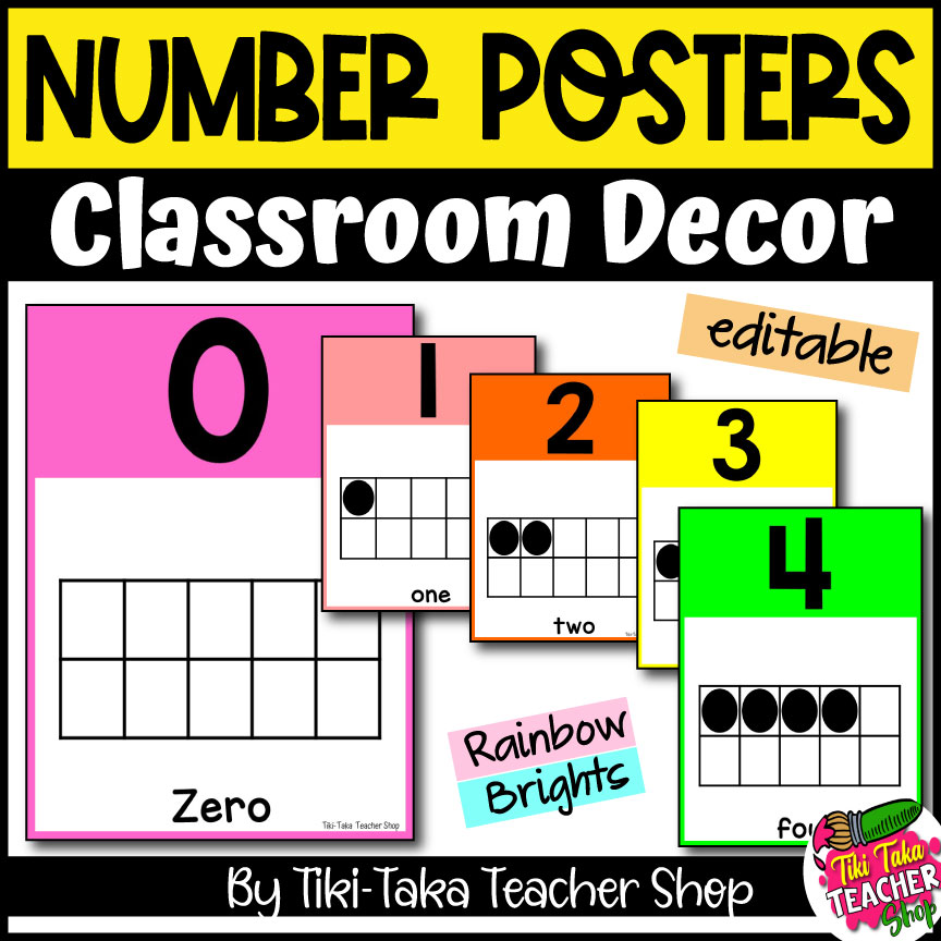 Number Posters | Ten Frame | Math Posters - RAINBOW BRIGHTS | Made By ...