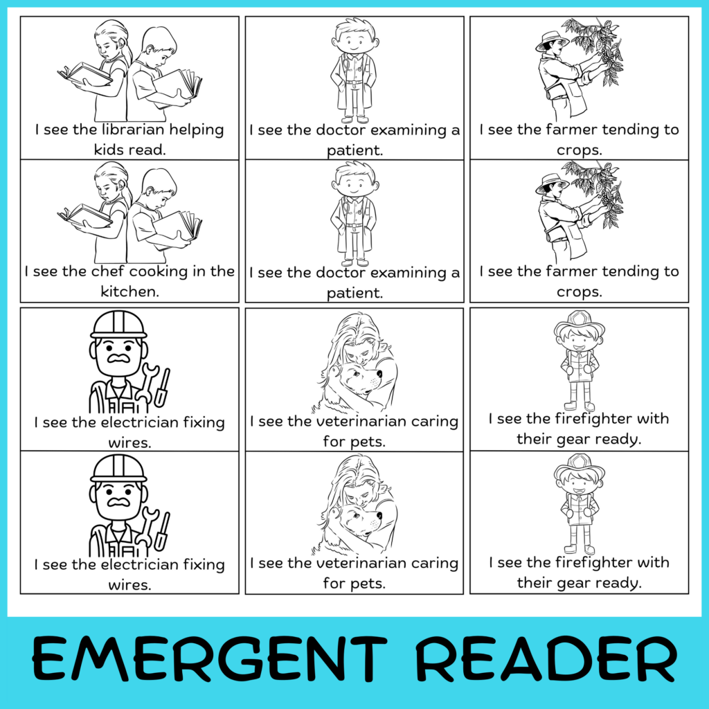 Community Helpers Kindergarten Coloring Emergent Reader What Do You See ...