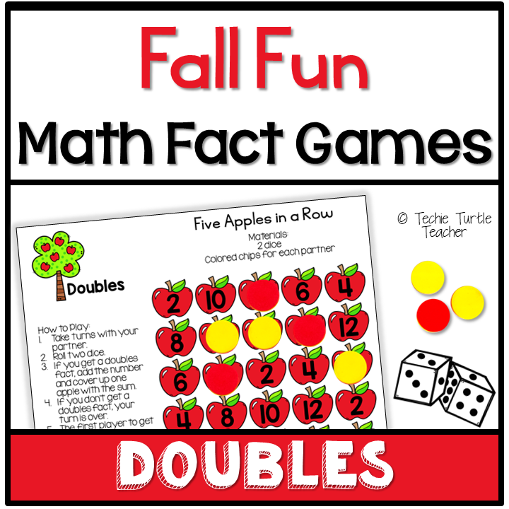 Addition Doubles Strategy Fall Fun Themed Math Fact Games: Partner ...