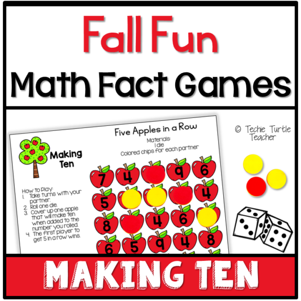 Addition Making Ten Strategy Fall Fun Themed Math Fact Games: Partner ...