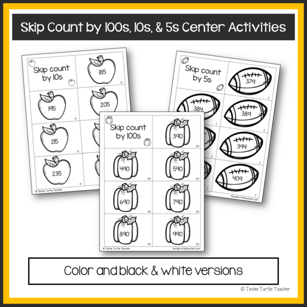 Skip Counting by 100s, 10s, & 5s Center Activity & Worksheets for Fall ...