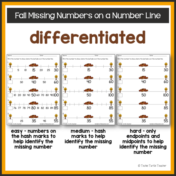 Fall Number Line Missing Numbers Differentiated Fill in the Blank ...