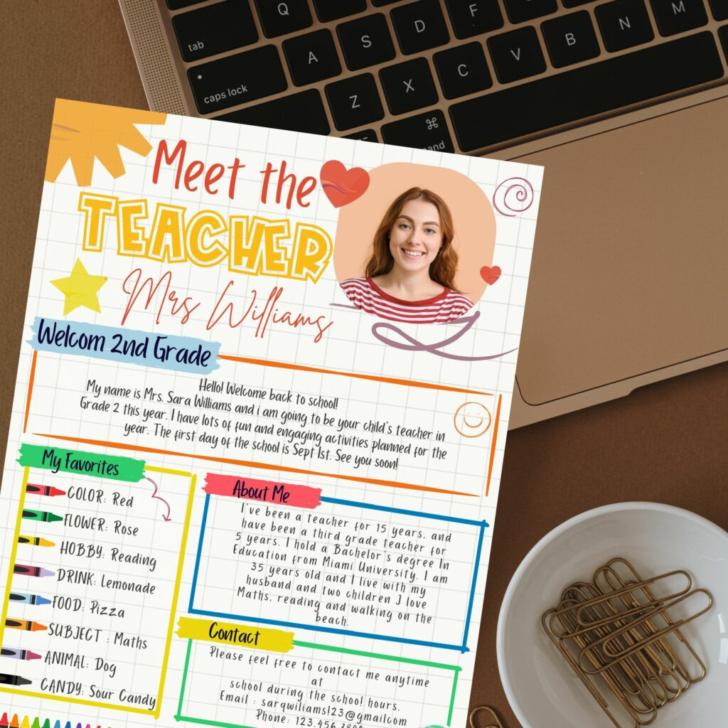 Colorful Meet The Teacher Template Letter Flyer, Printable Parent ...