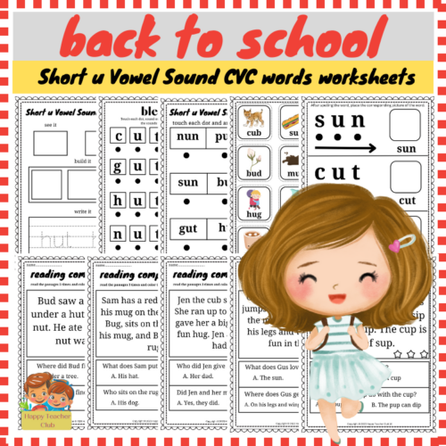 Short u Vowel Sound CVC words worksheets Phonics Spelling Activities ...