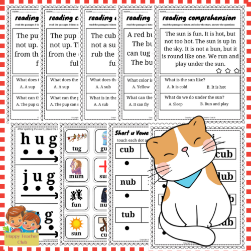 Short u Vowel Sound CVC words worksheets Phonics Spelling Activities ...